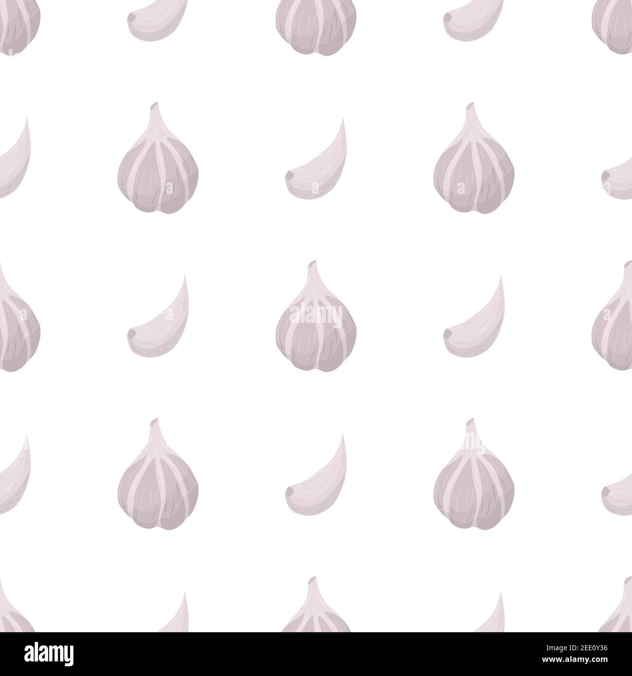 Garlic bulb and garlic clove seamless pattern in cartoon art style ...