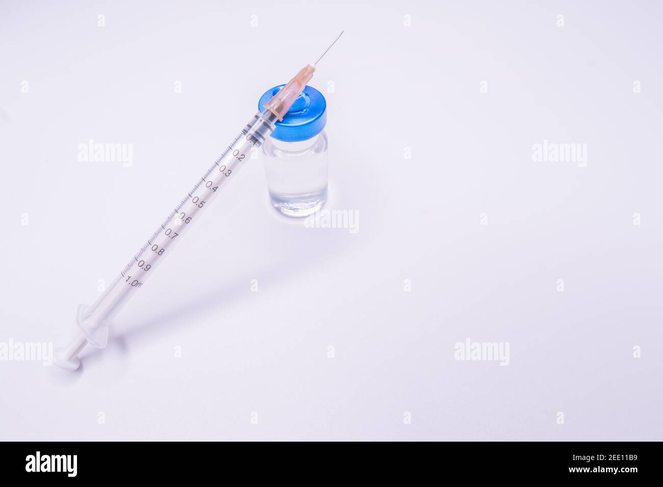 Vaccine vial dose flu shot drug needle syringe,medical concept ...