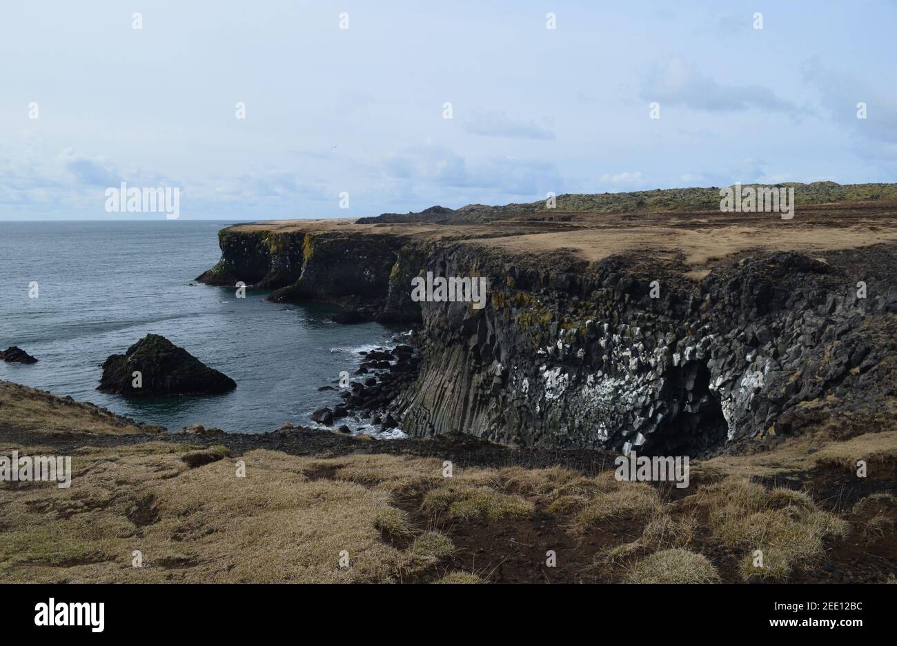 Icelandic basalt columns and caverns along the coastline of Iceland ...