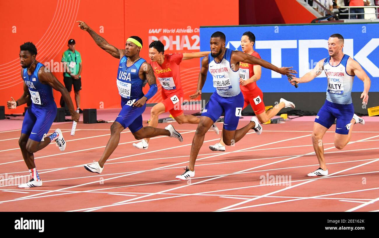 Mens 4x100 relay final athletics world championships hi-res stock ...