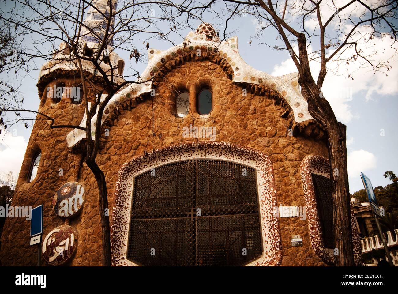 Entrance building of the famous park designed by Catalan architect ...