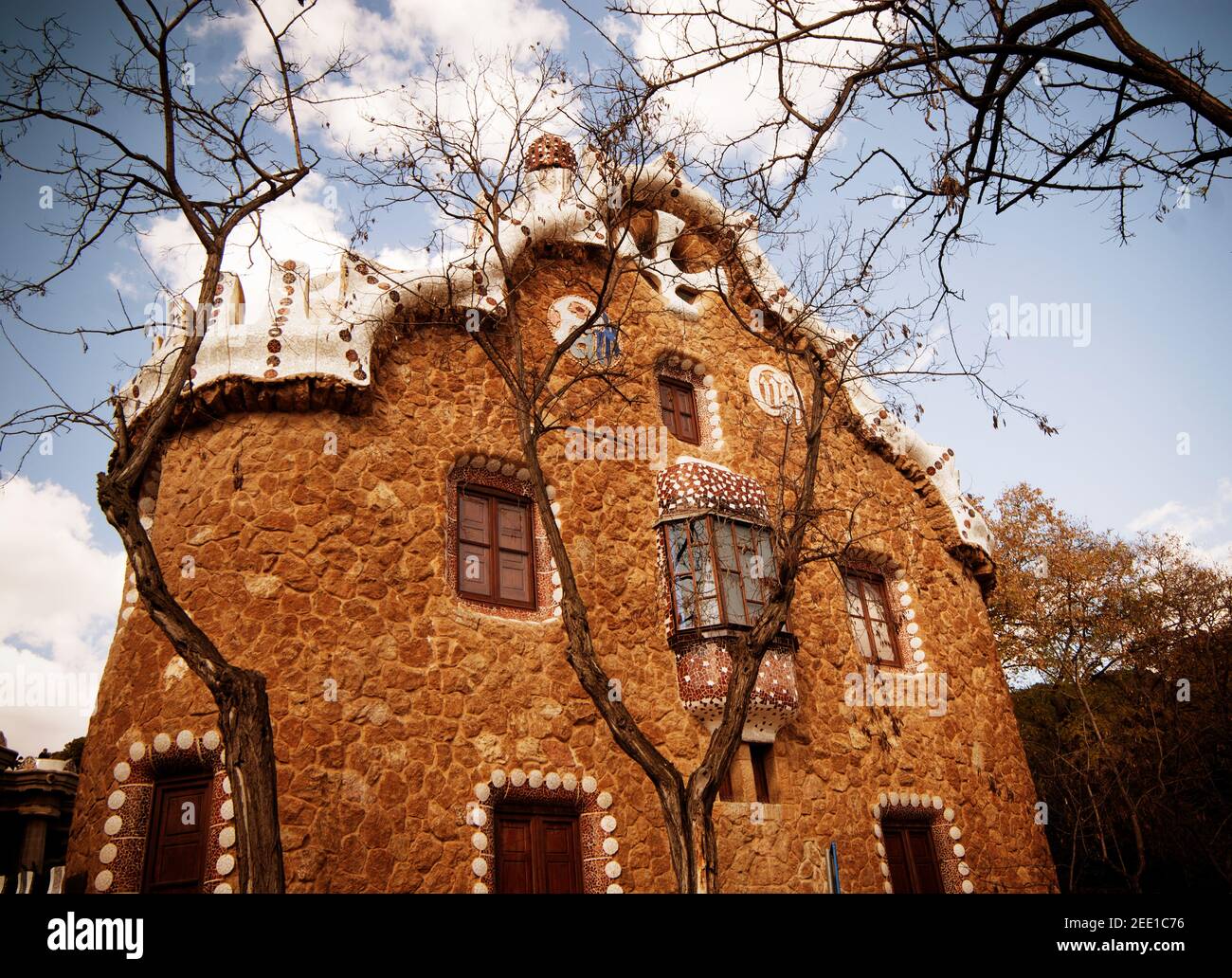 Entrance building of the famous park designed by Catalan architect ...