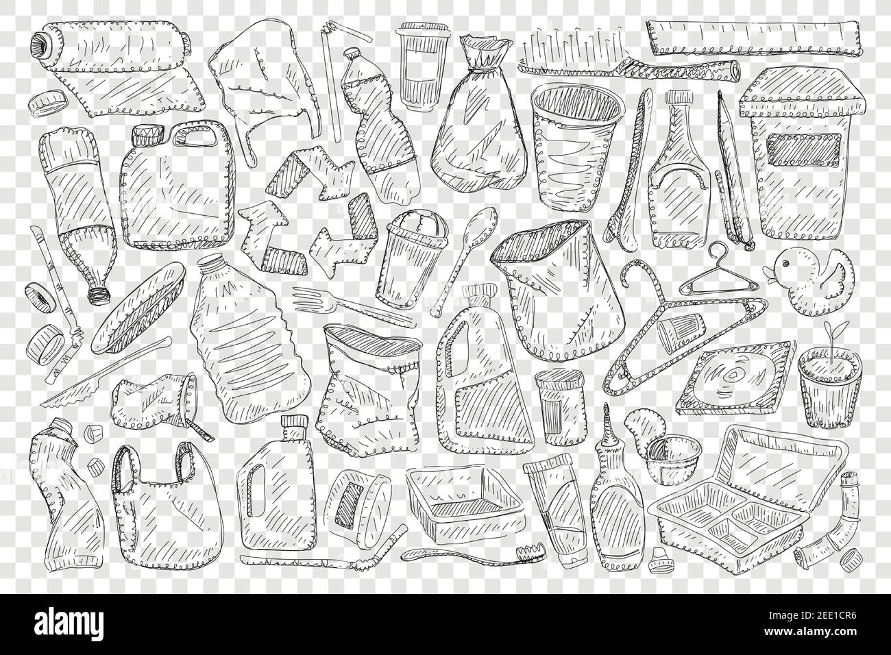 Reusable household and materials for home doodle set. Collection of ...