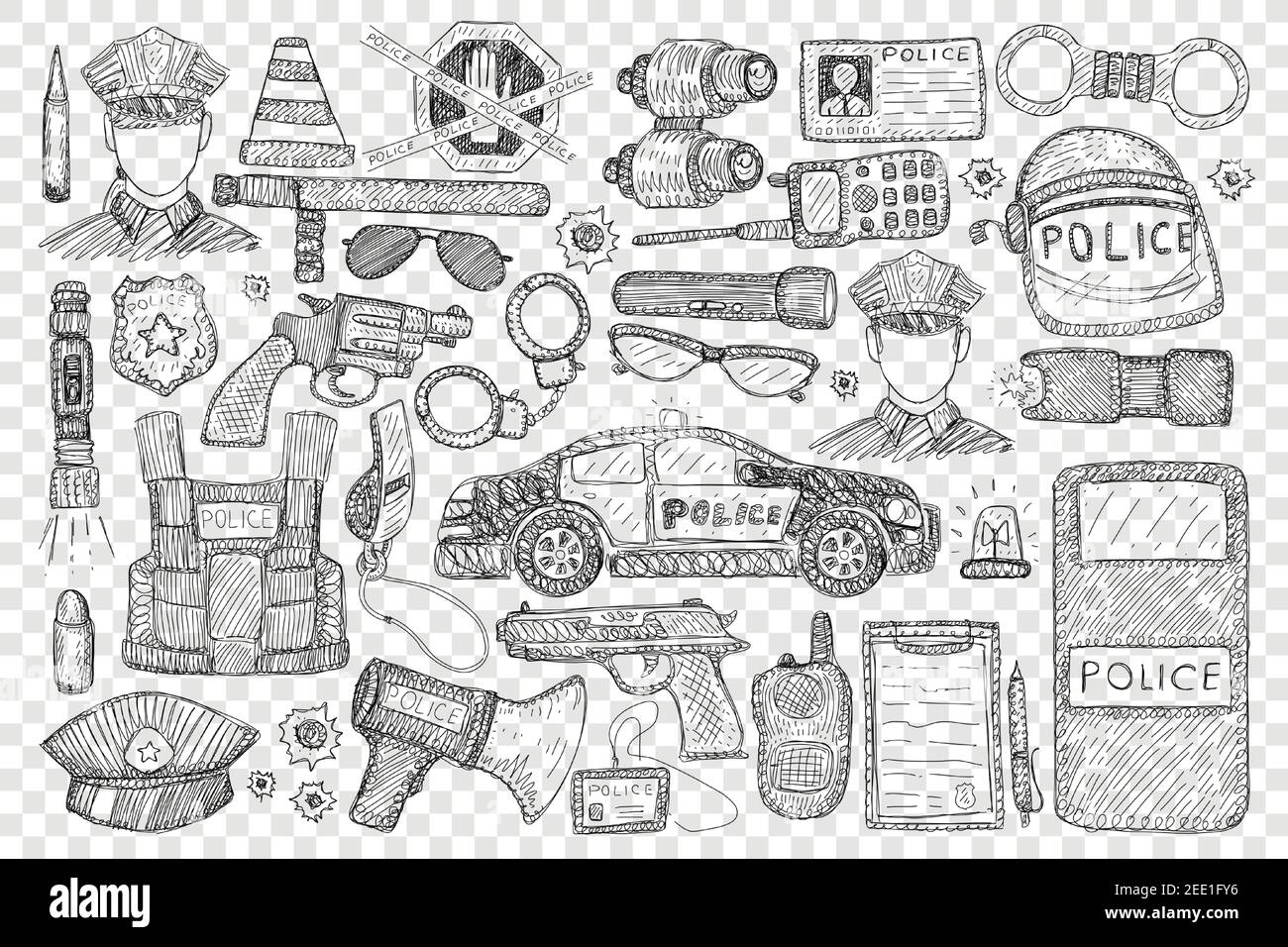 Cartoon police office tools hi-res stock photography and images - Alamy