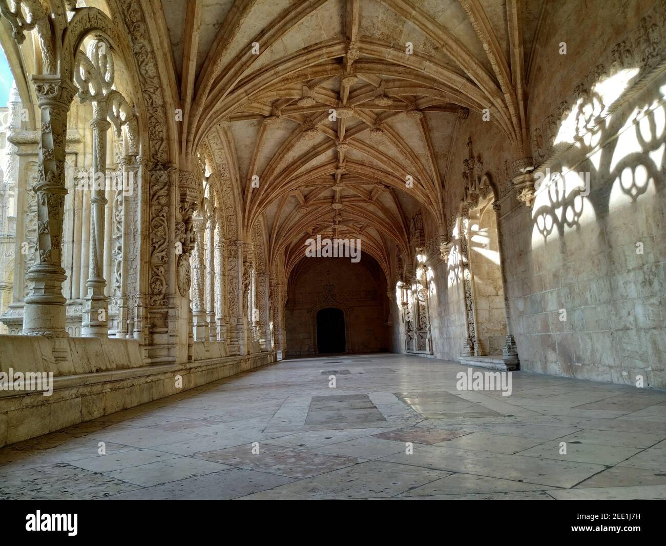 Beautiful architecture of Jeronimos Monastery in Lisbon, Portugal Stock ...