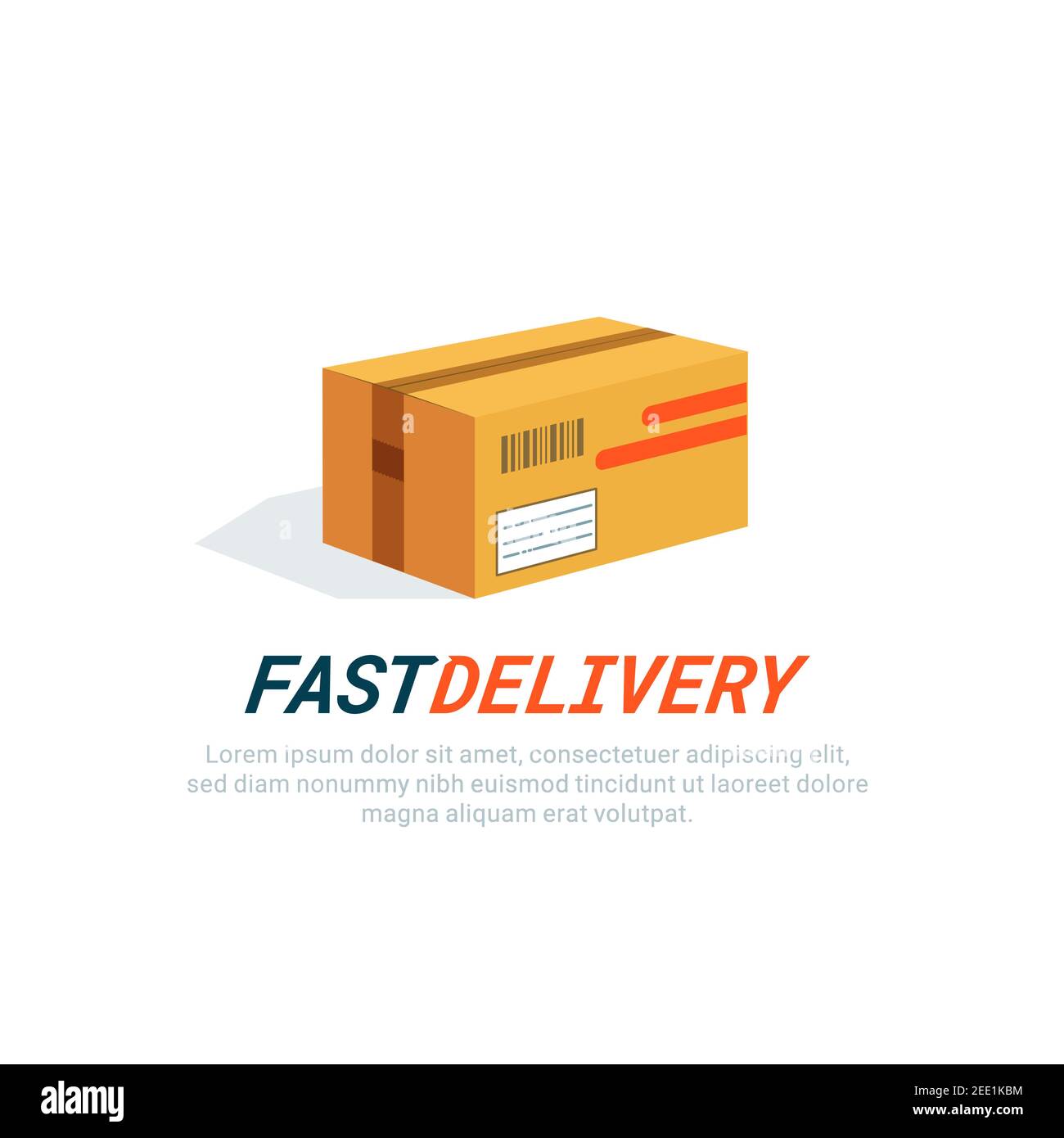 Parcel icon. Delivery box, cardboard flat style colored icon on white ...