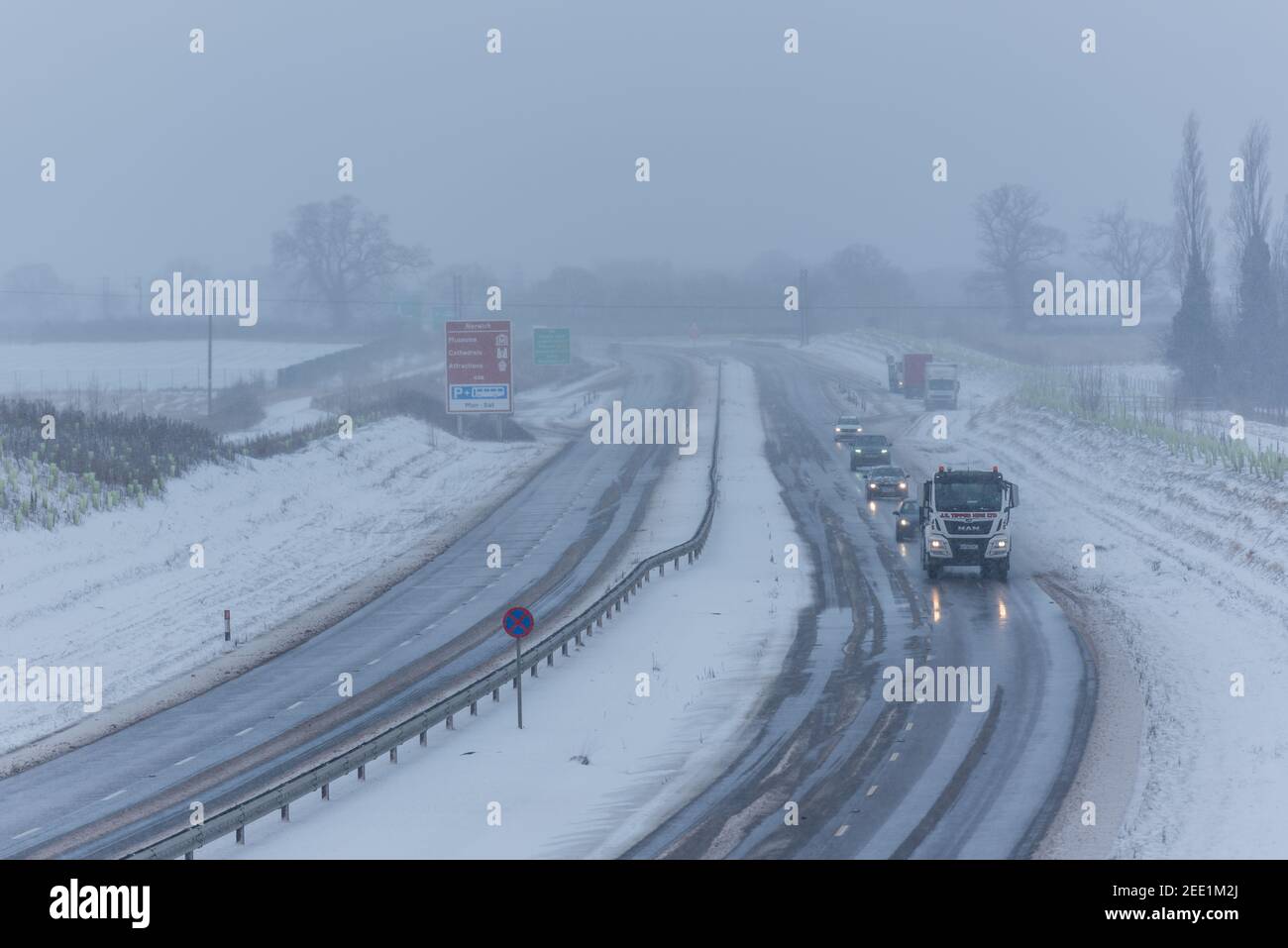 Lorry and cars driving on Broadland Expressway NDR dual carriageway ...