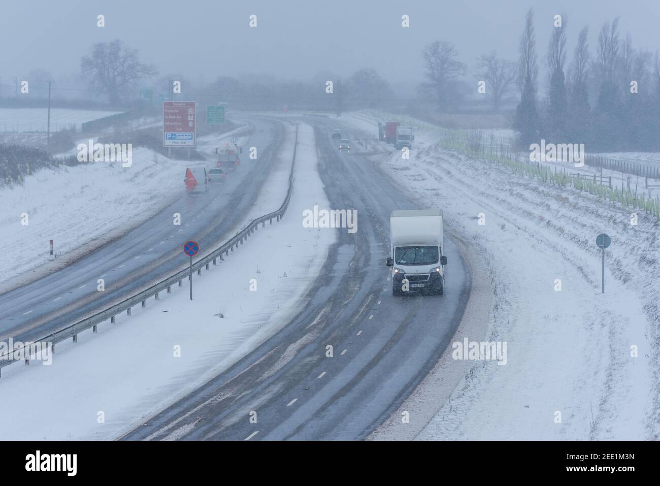 Van and cars driving on Broadland Expressway NDR dual carriageway ...