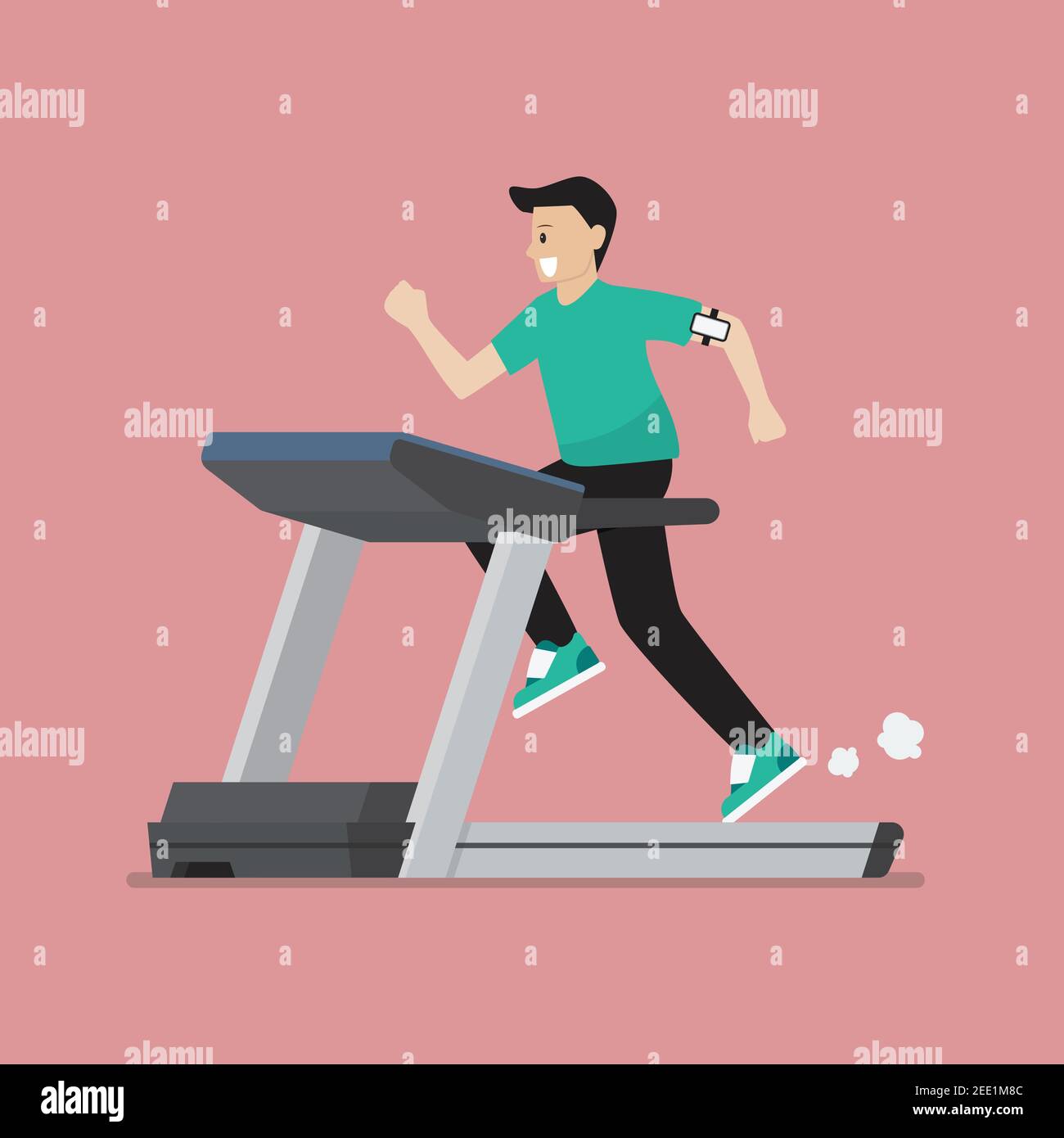 Man running on a treadmill. Vector illustration Stock Vector Image ...
