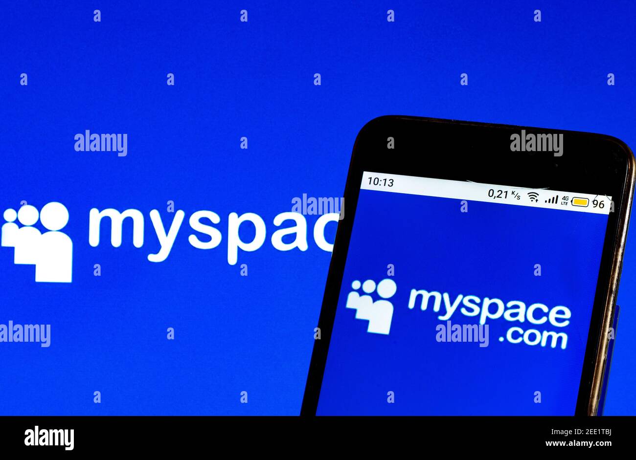 In this photo illustration, a MySpace logo seen displayed on a ...