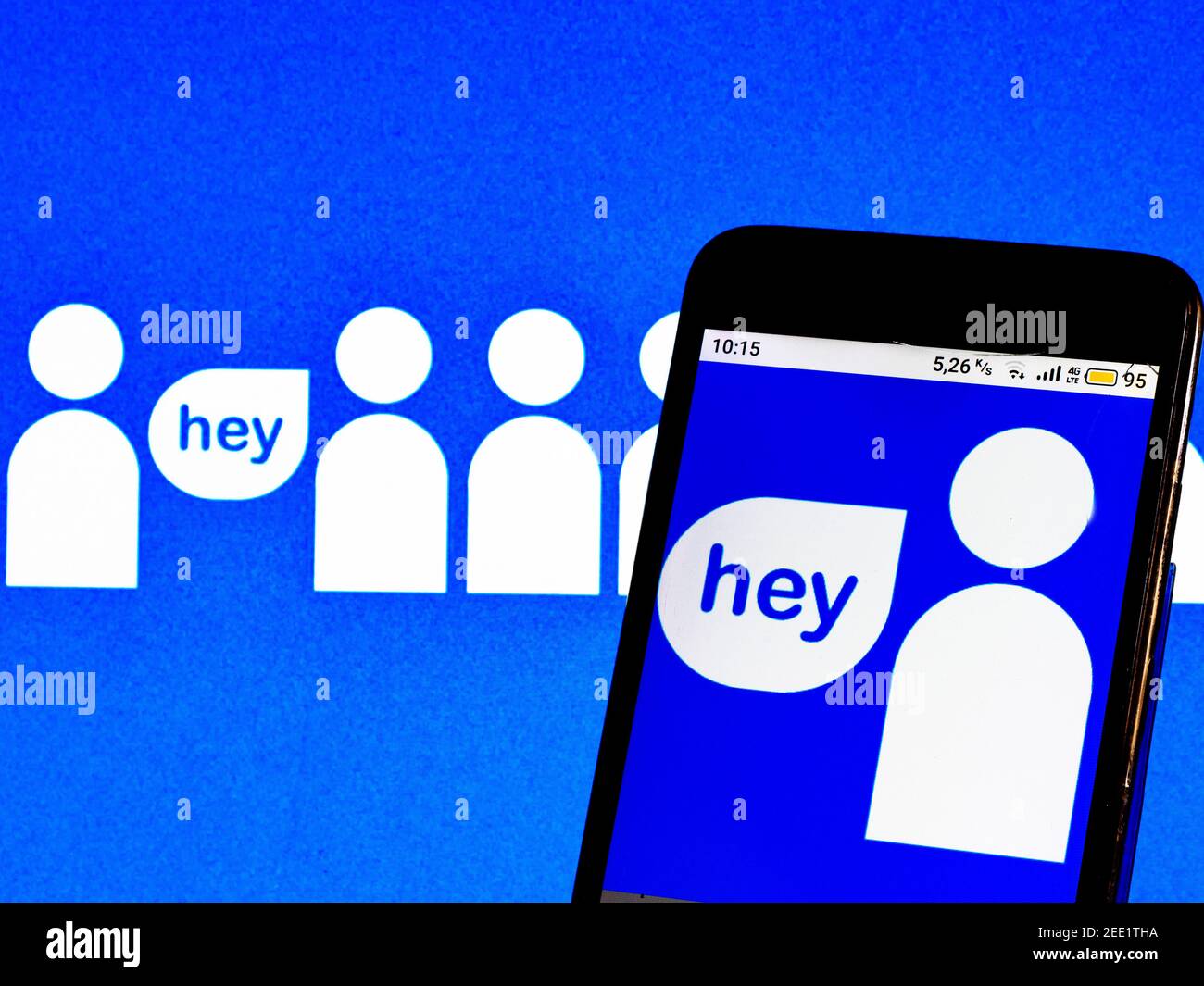 In this photo illustration, a SpaceHey logo seen displayed on a ...