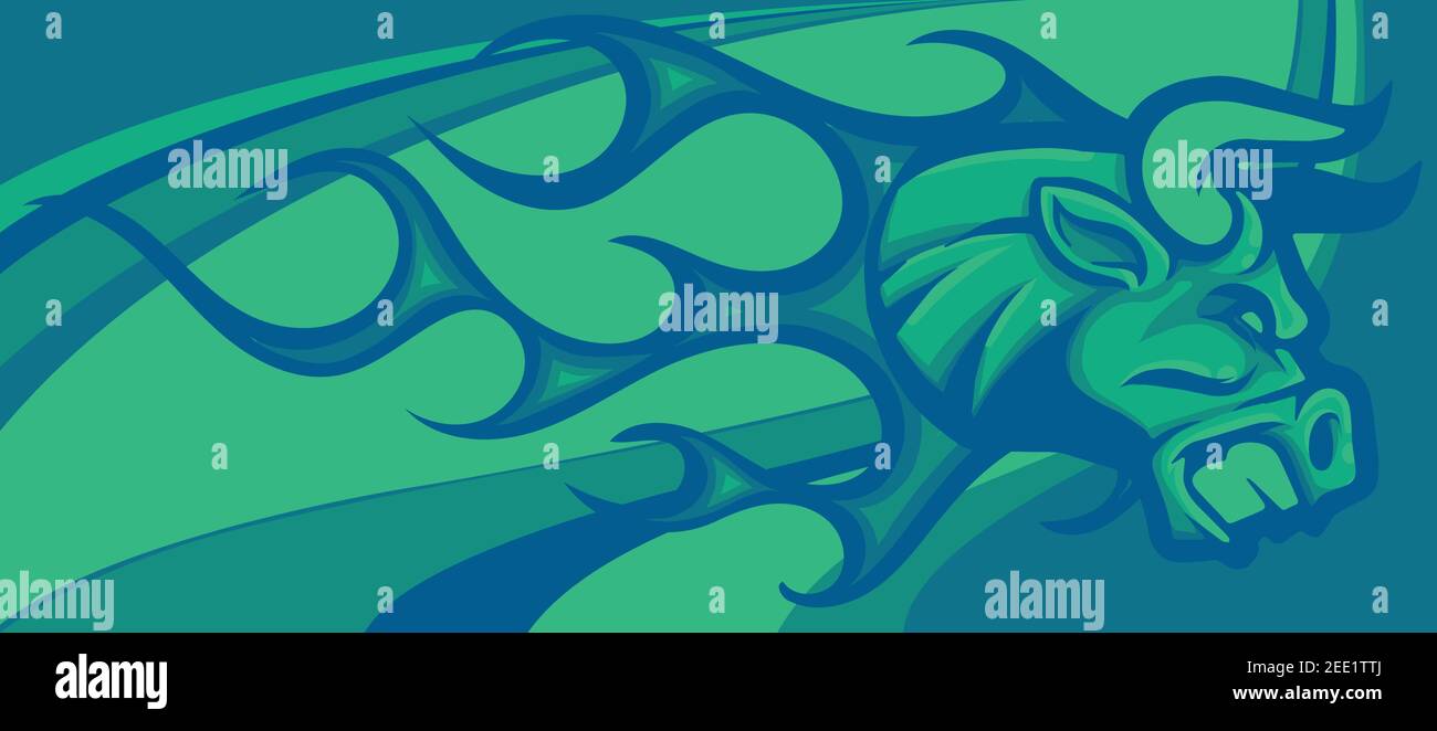 head Bull with flames vector illustration design Stock Vector Image ...