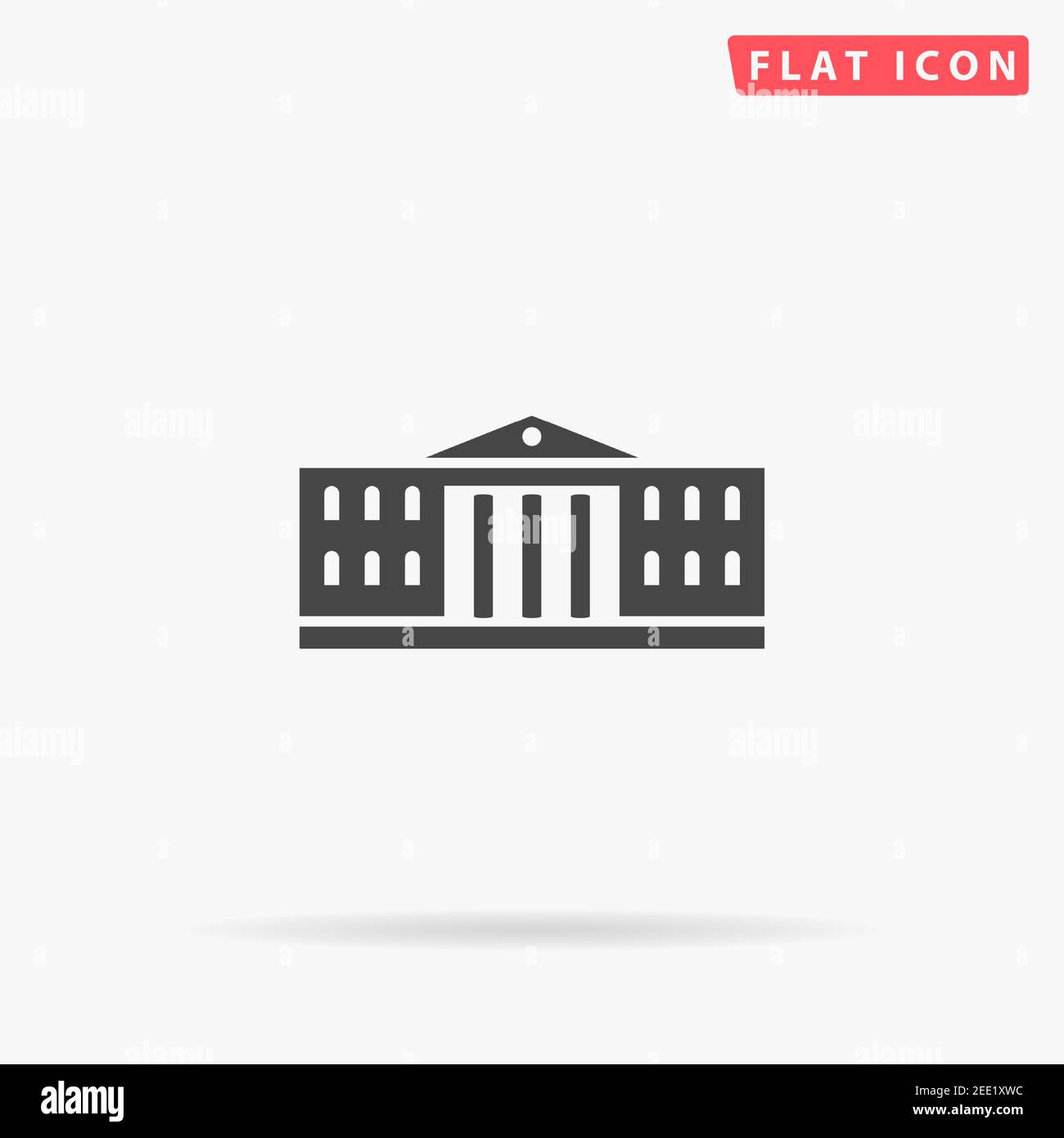 University Building flat vector icon. Hand drawn style design ...