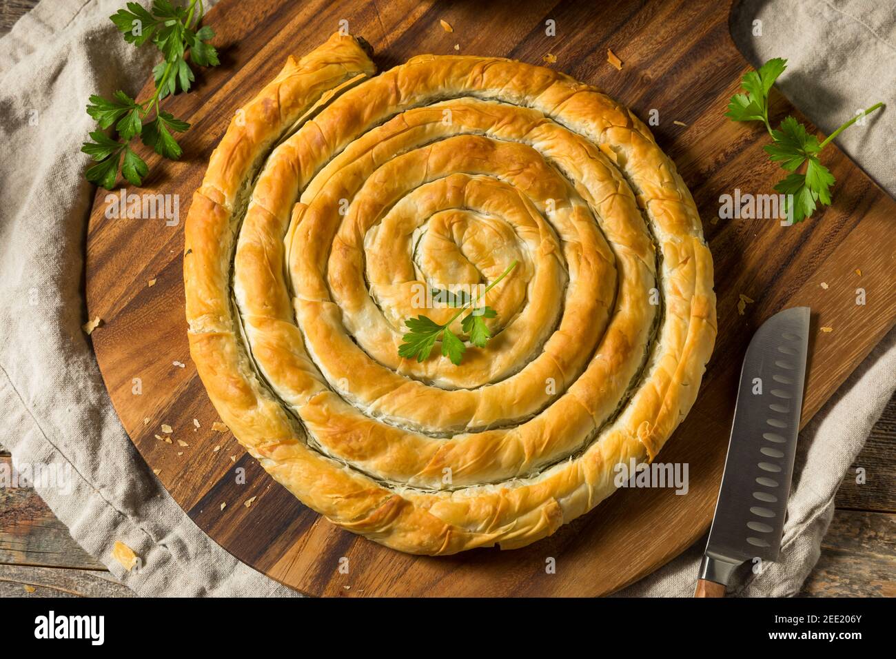 Homemade Spinach and Feta Spanakopita Swirl Ready to Eat Stock Photo ...