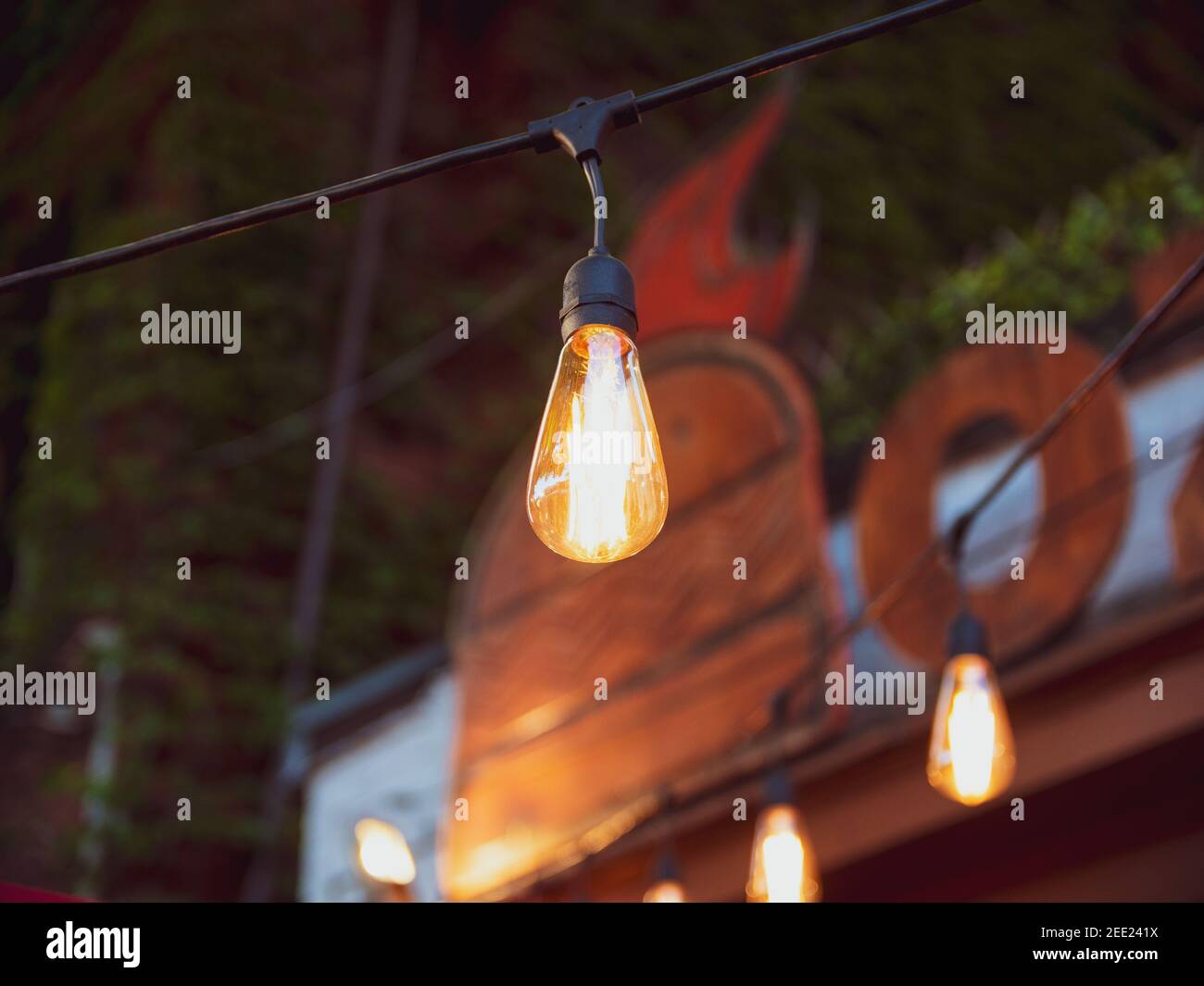 Vintage Hanging Edison Pendant Light Bulb Stock Photo - Alamy