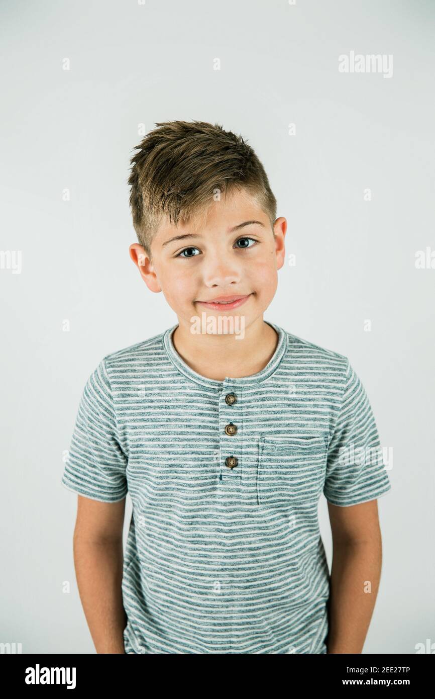 Little caucasian boy in a studio setting Stock Photo - Alamy