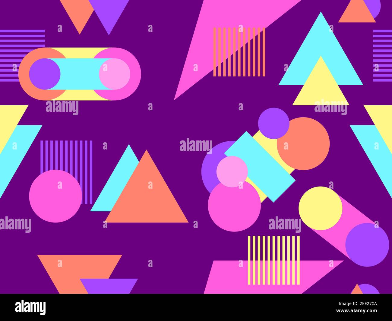 Memphis seamless pattern. Geometric elements memphis in the style of 80 ...