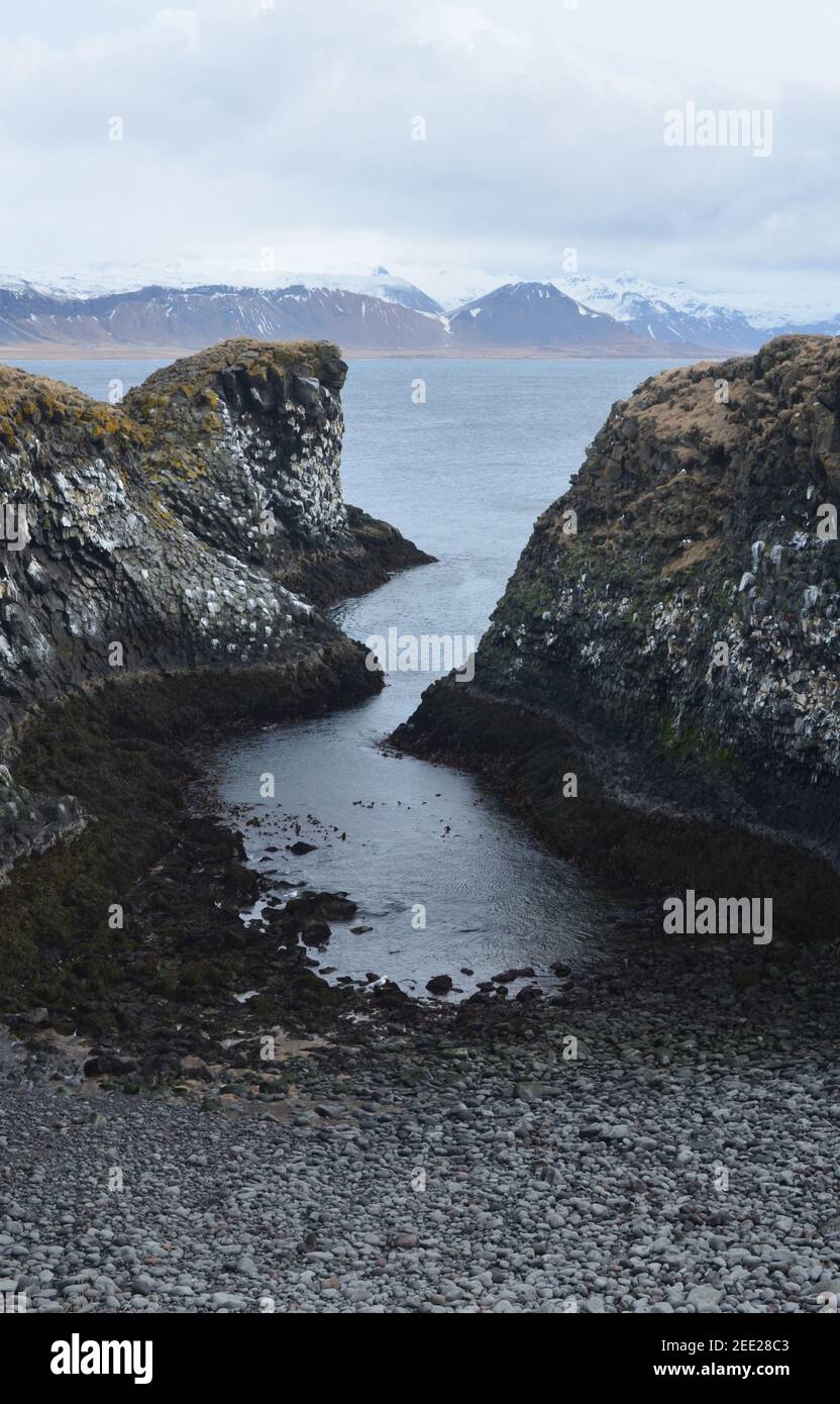 Rugged rural coast of Iceland with an inlet Stock Photo - Alamy
