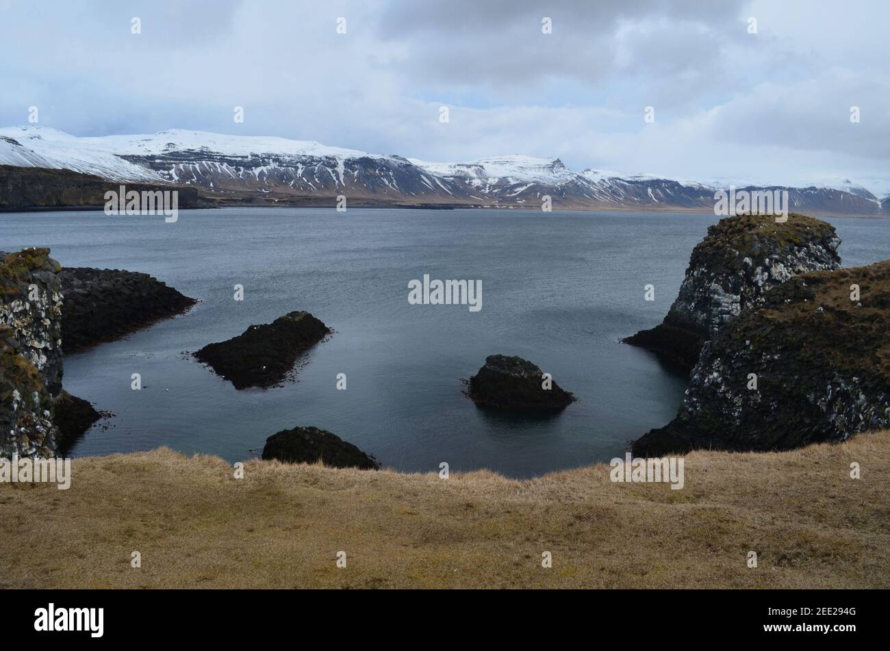 Iceland with beautiful black rock formations along the coast Stock ...