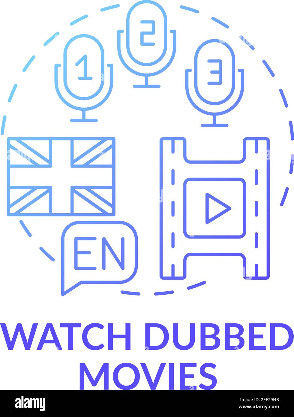 Watching dubbed movies concept icon Stock Vector Image & Art - Alamy