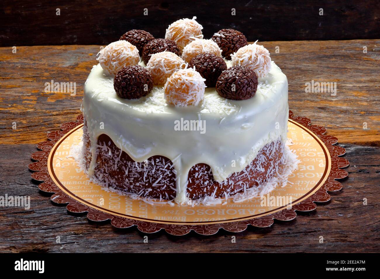 Chocolate cake with bonbon Stock Photo - Alamy