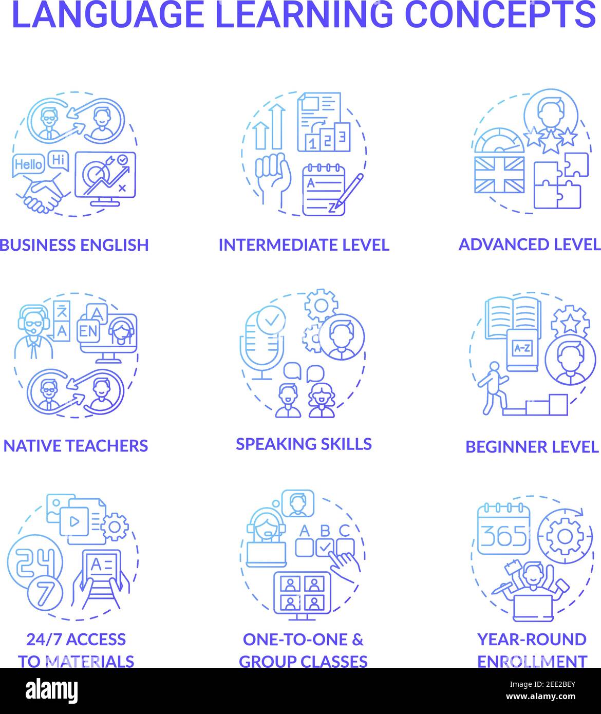 Language learning concept icons set Stock Vector Image & Art - Alamy