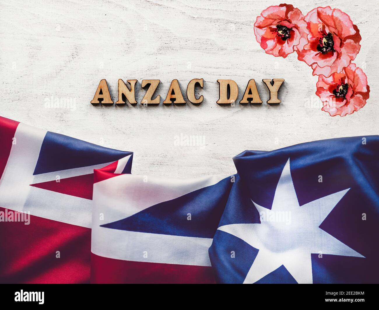 Anzac Day. Lest We Forget. Beautiful greeting card. Close-up, view from ...