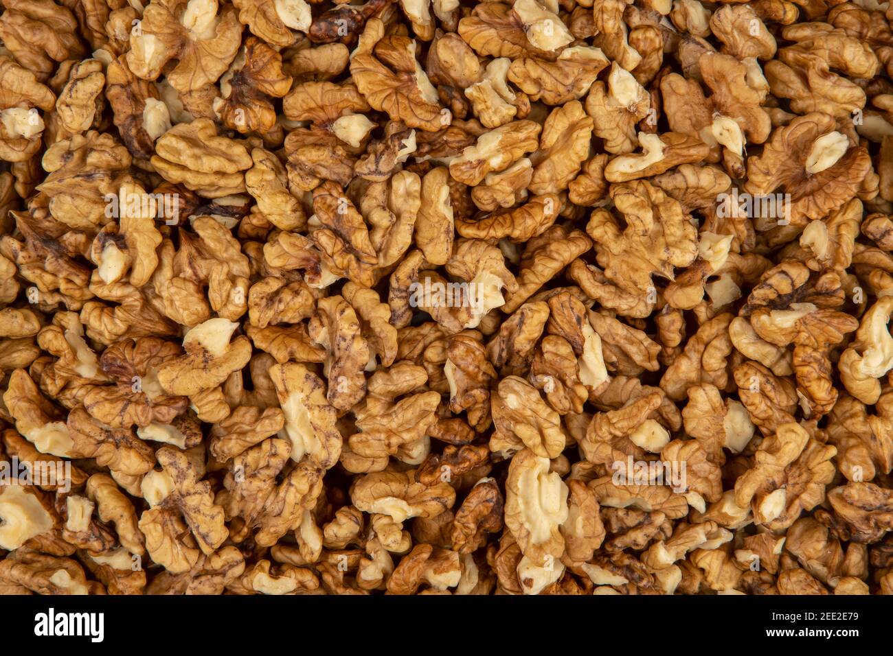 Texture of walnuts - top view and close-up on the split walnuts Stock ...