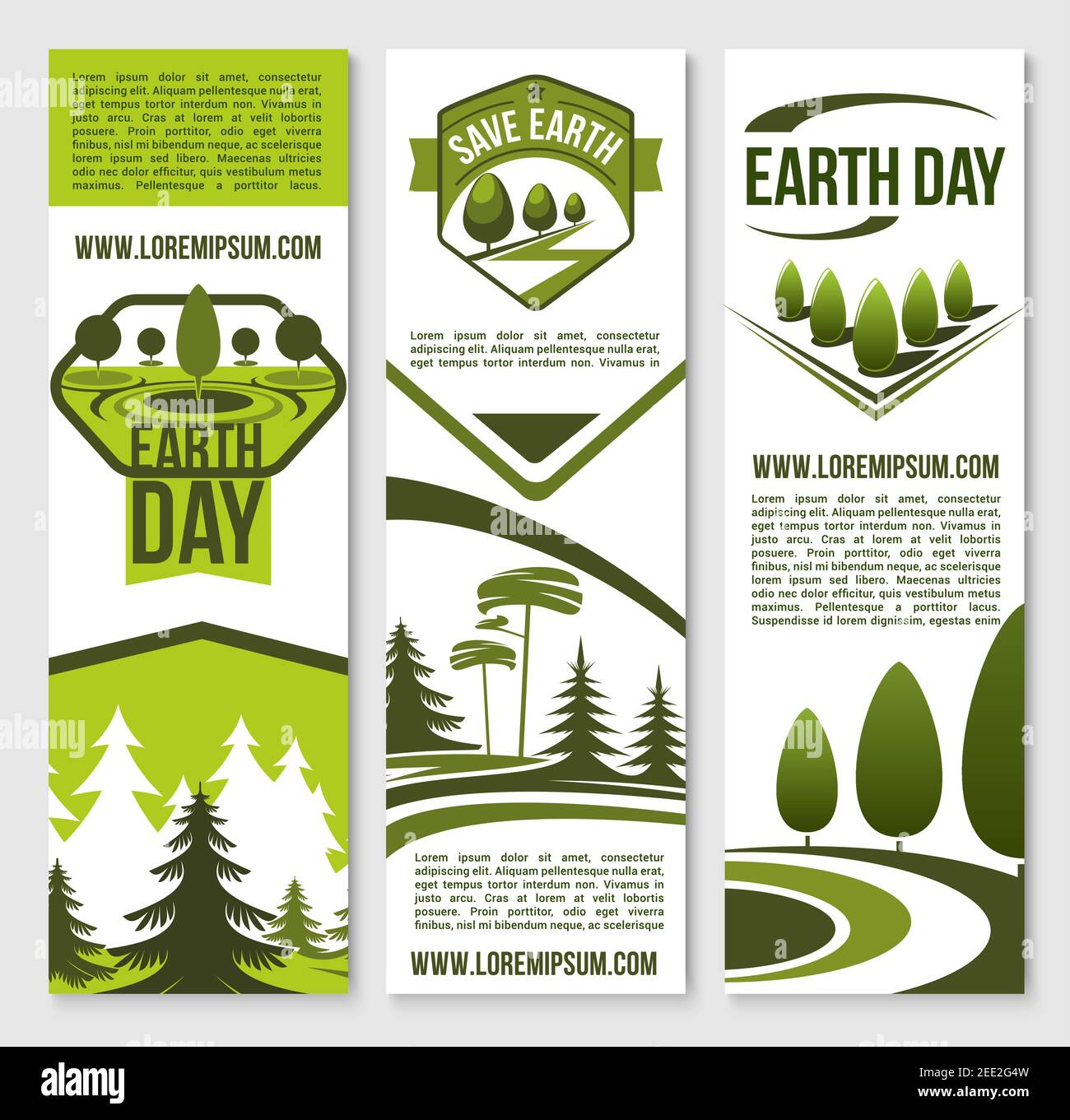 Earth day vector banner set. Design template for green nature or eco ...