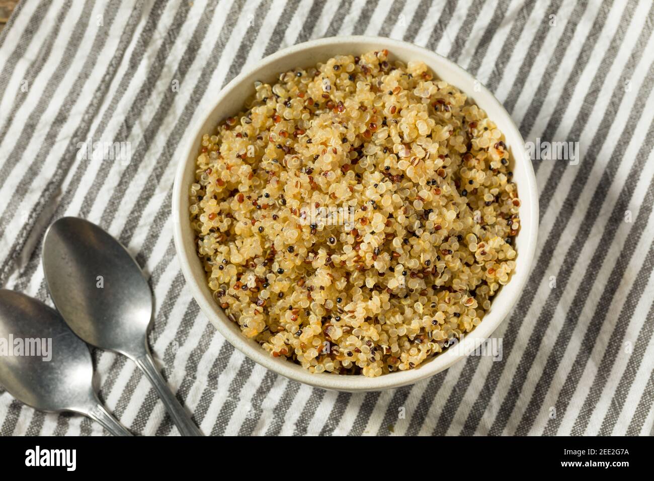 Healthy Cooked White Quinoa Ready to Eat Stock Photo - Alamy