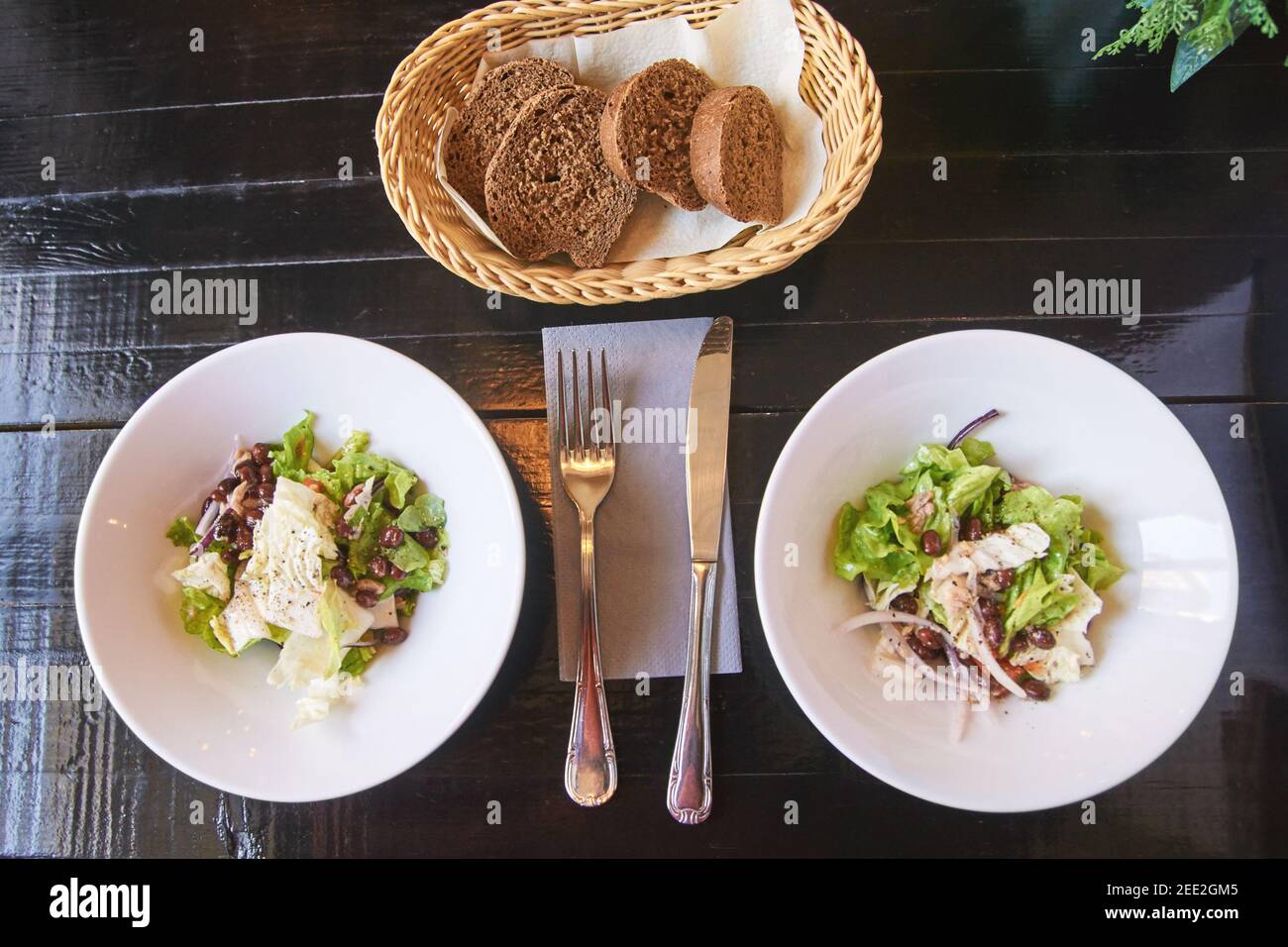 Kidney beans health salad. Dark table. Cafe menu Stock Photo - Alamy