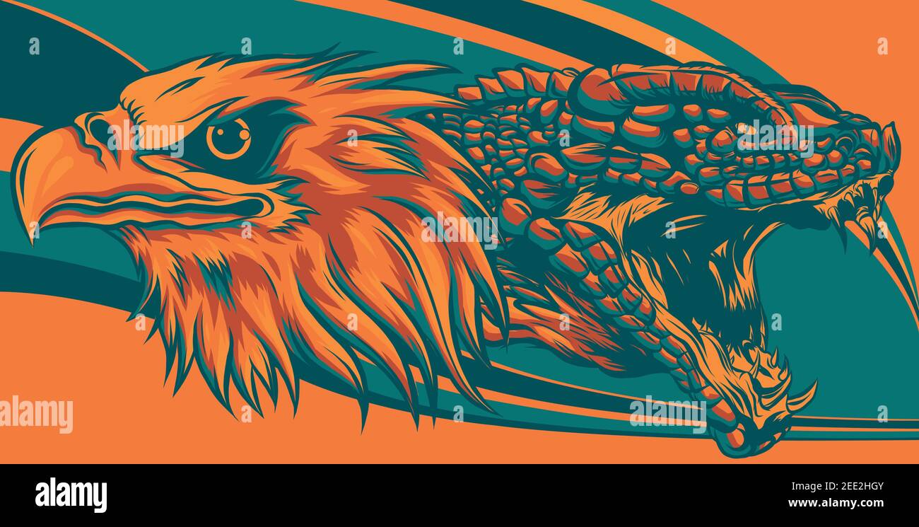 eagle fighting a snake serpent . style vector Stock Vector Image & Art ...