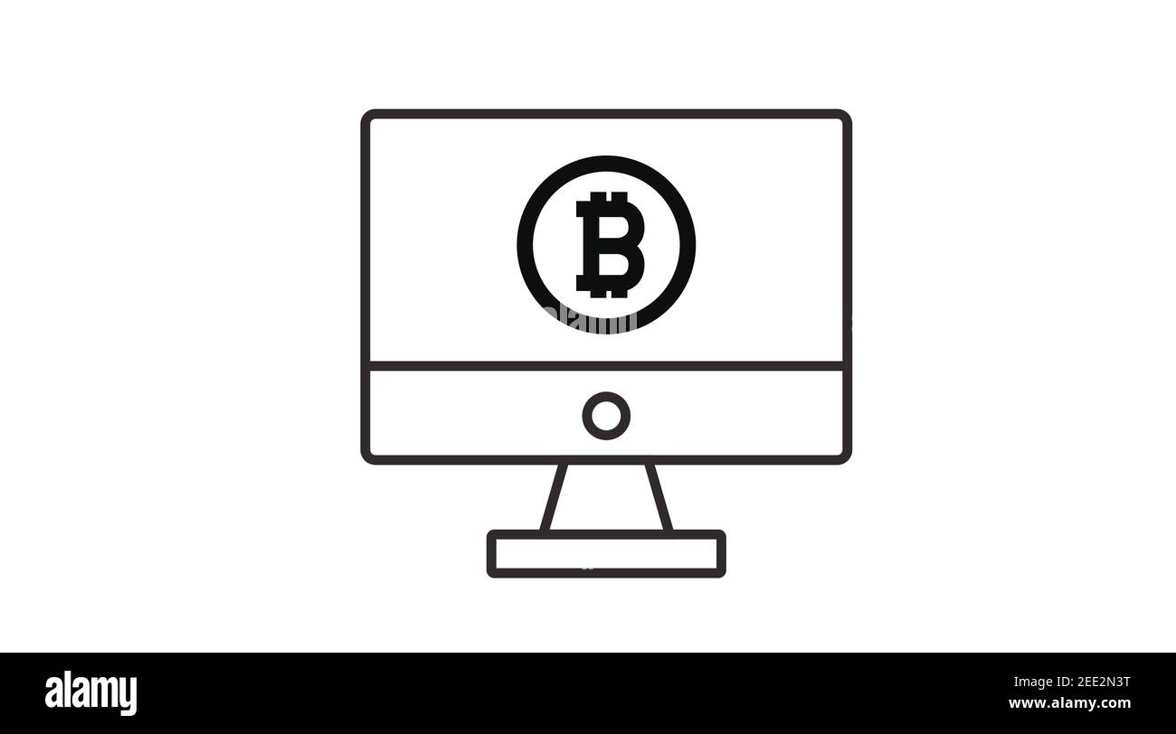 Bitcoin or Trading Icon. Black and White Isolated Illustration of a ...
