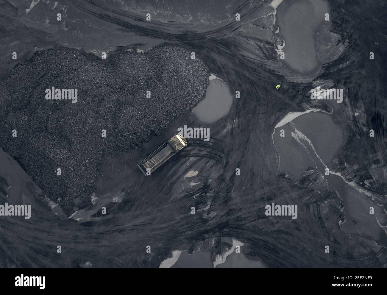 Open pit mine, extractive industry for coal, top view aerial Stock ...