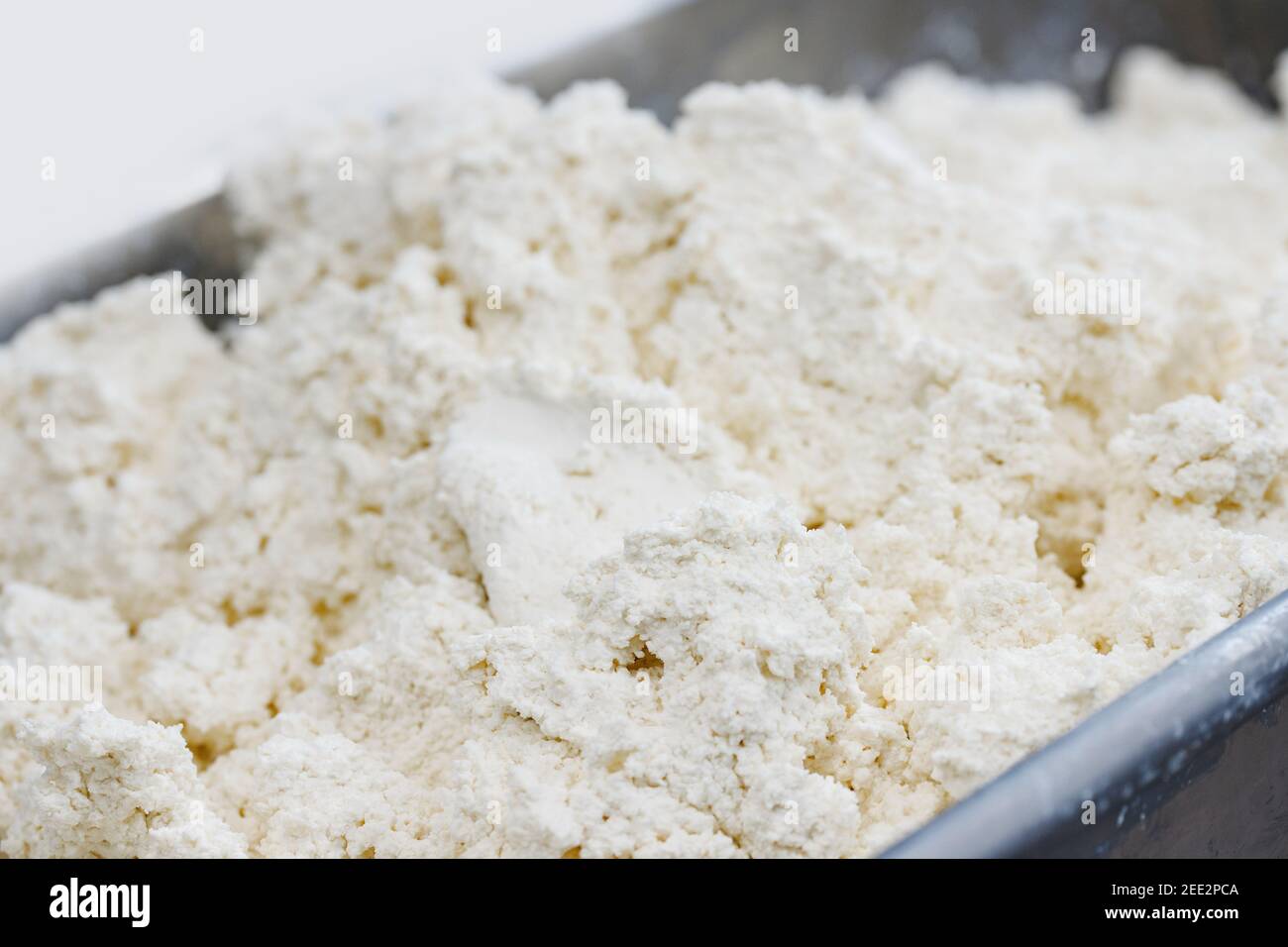 White curd cottage cheese texture, dairy production top view Stock ...
