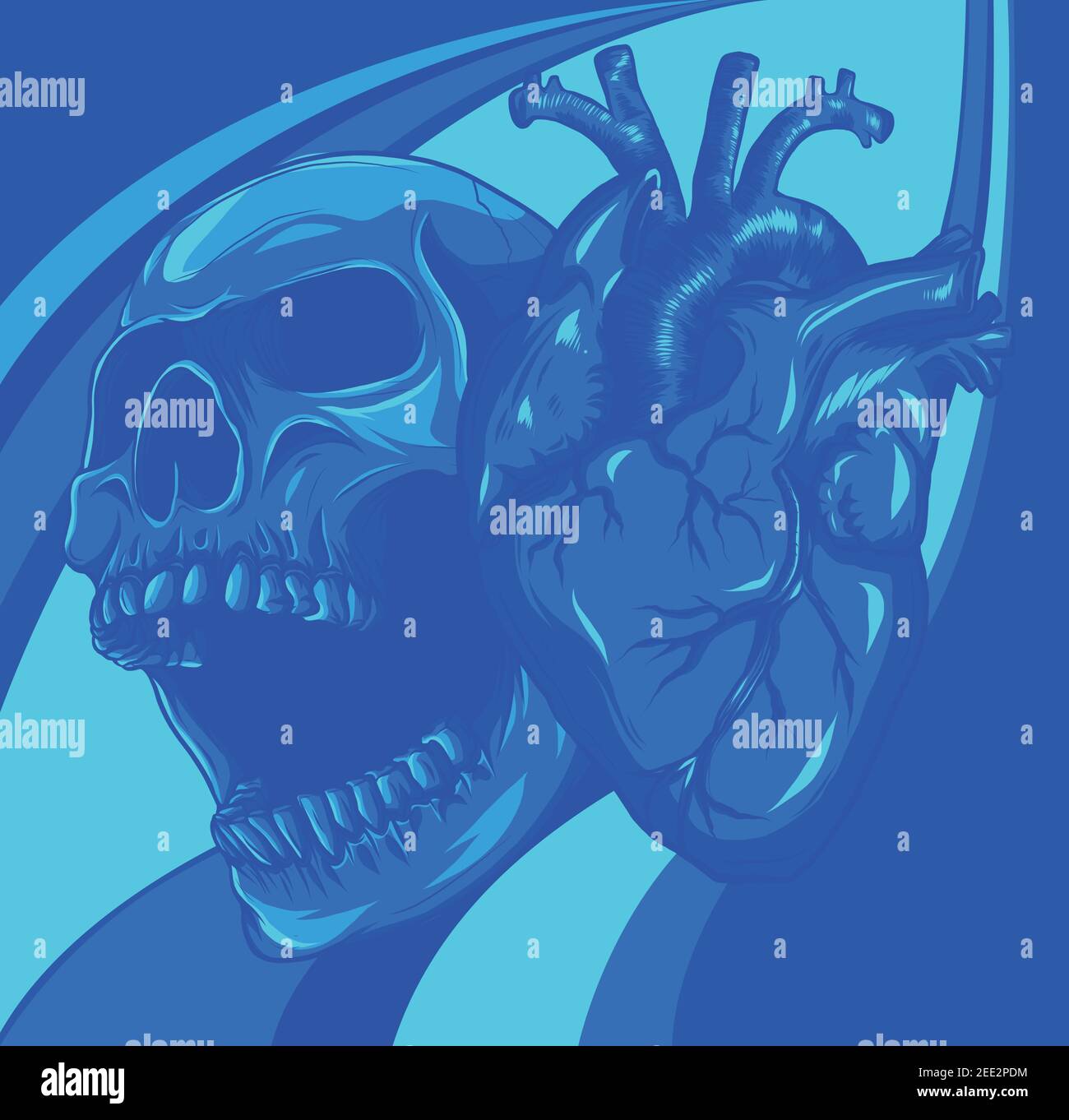 skull with human heart. Vector illustration design Stock Vector Image ...