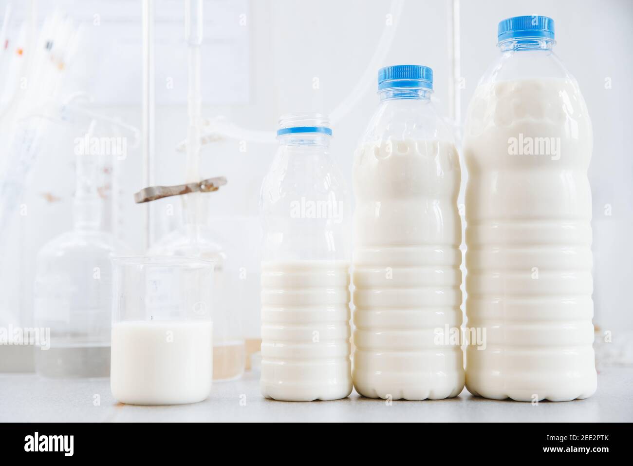 Dairy factory industry products. Quality control test of milk in ...
