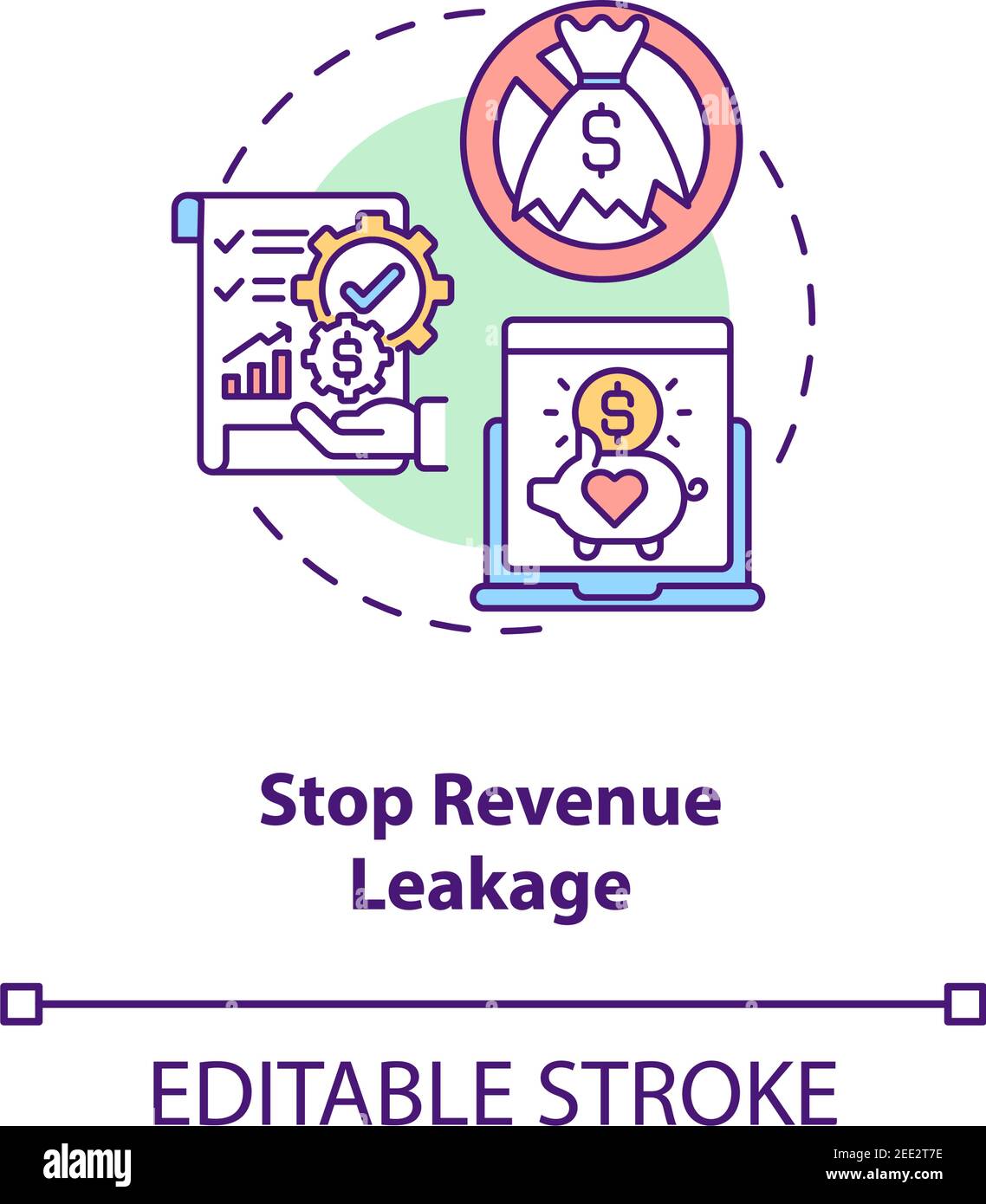 Revenue Leakage Icon Loss Free Business And Finance Icons