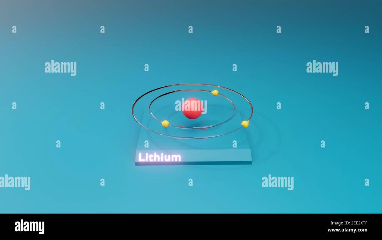 Lithium atom for scientific presentation and projects Stock Photo - Alamy