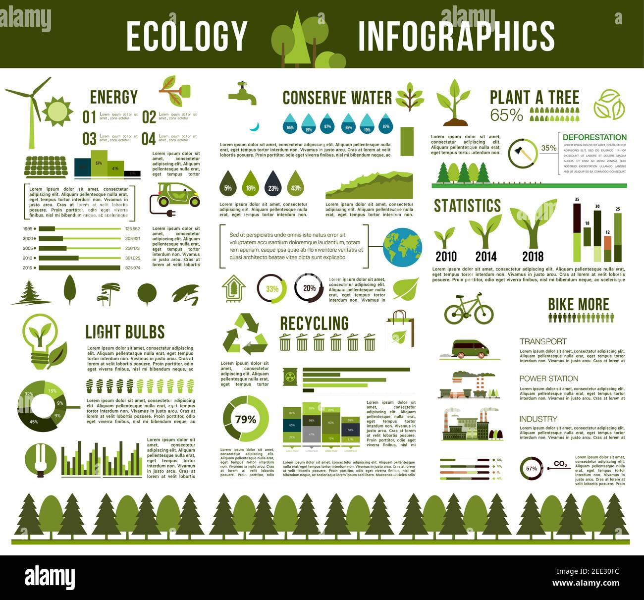 Nature And Ecology Conservation Infographics For Water And Energy