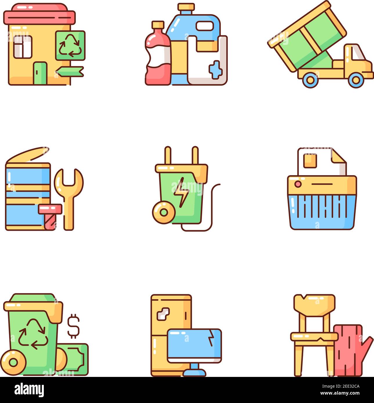 Garbage collection RGB color icons set Stock Vector Image & Art - Alamy
