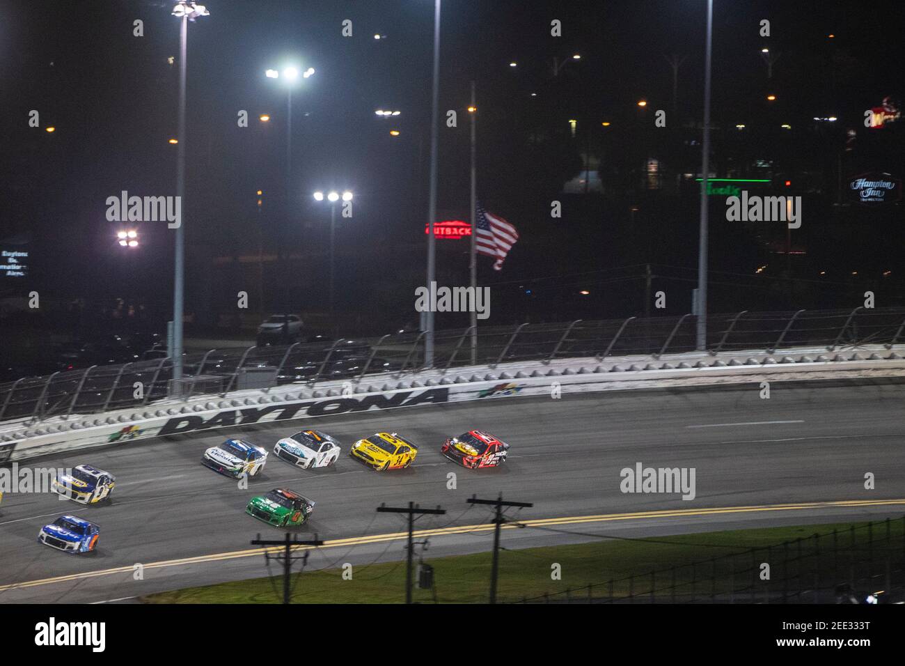 Daytona Beach, Florida, USA. 15th Feb, 2021. Jamie McMurray (77) races ...