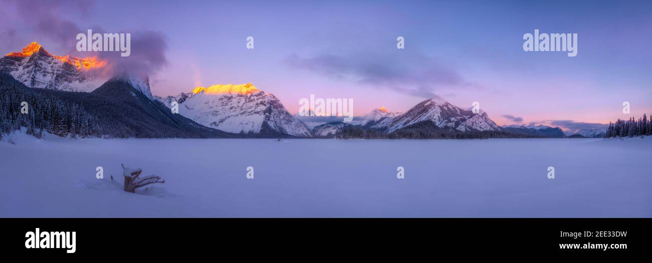 Panoramic View Of Upper Kananaskis Lake, Alberta, Canada Stock Photo ...