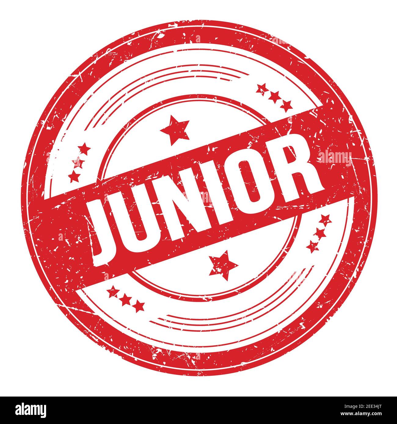 JUNIOR text on red round grungy texture stamp Stock Photo - Alamy