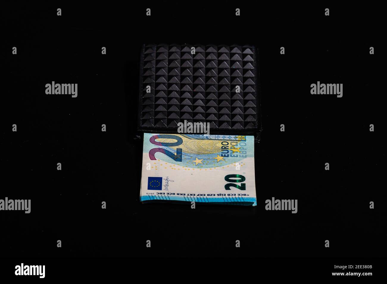 20 Euro money banknotes in black wallet isolated Stock Photo - Alamy