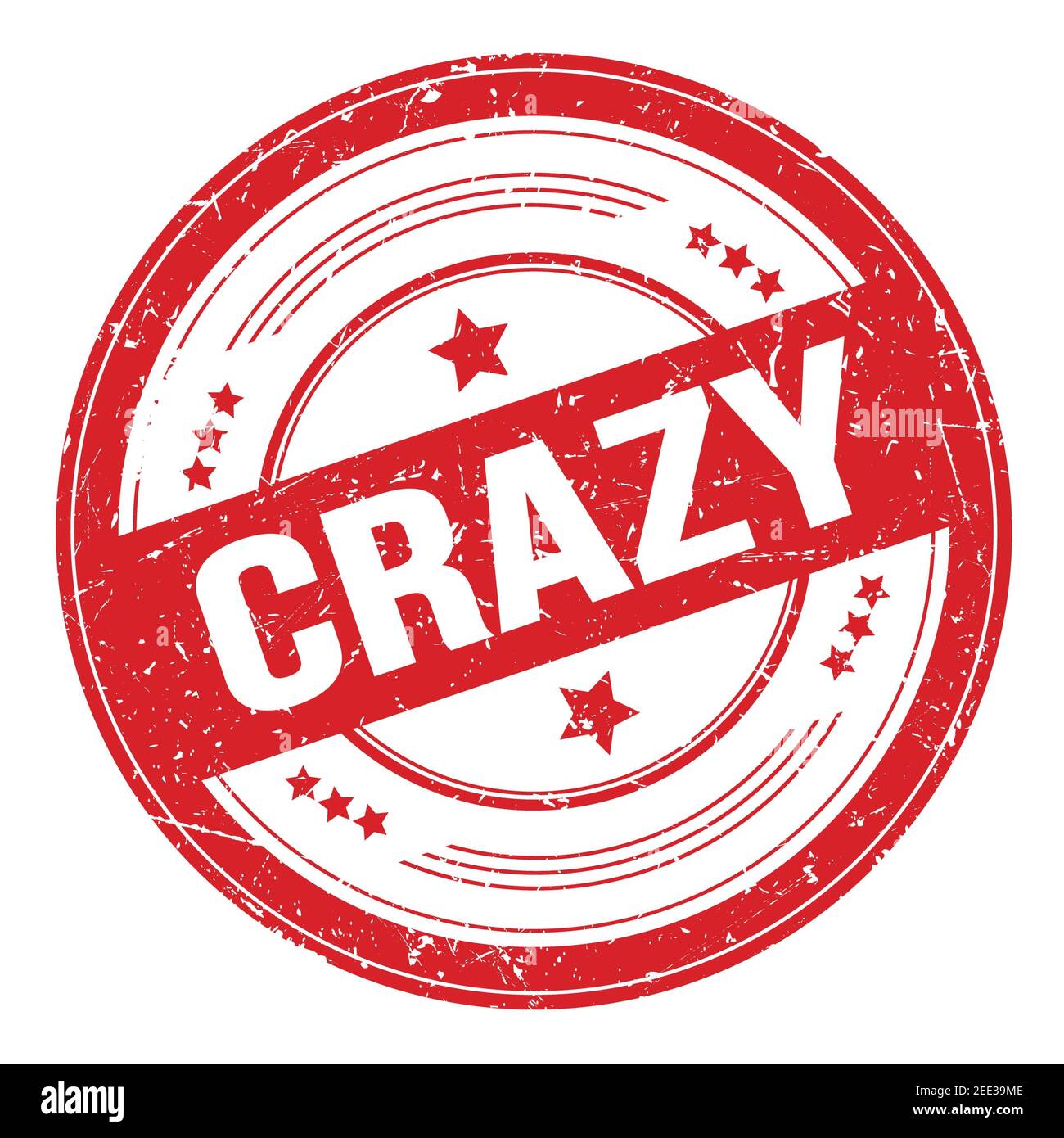 CRAZY text on red round grungy texture stamp Stock Photo - Alamy