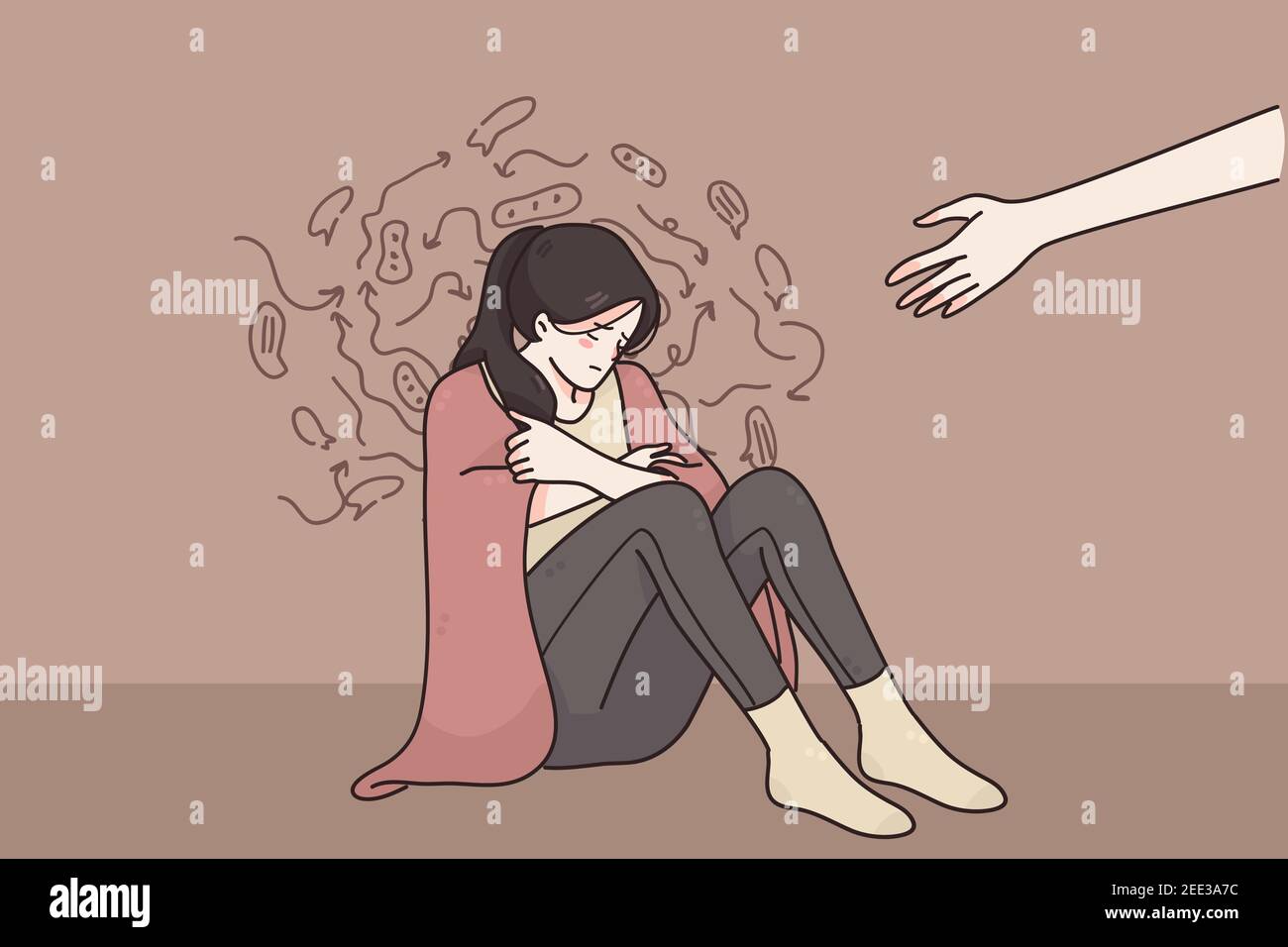 Sad tired woman hand Stock Vector Images - Alamy