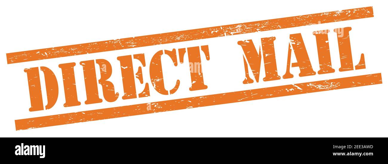 DIRECT MAIL text on orange grungy rectangle vintage stamp Stock Photo ...