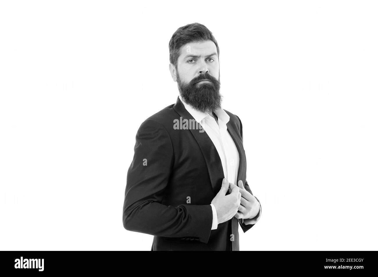 Inspiring confidence. Confident businessman isolated on white. Bearded ...