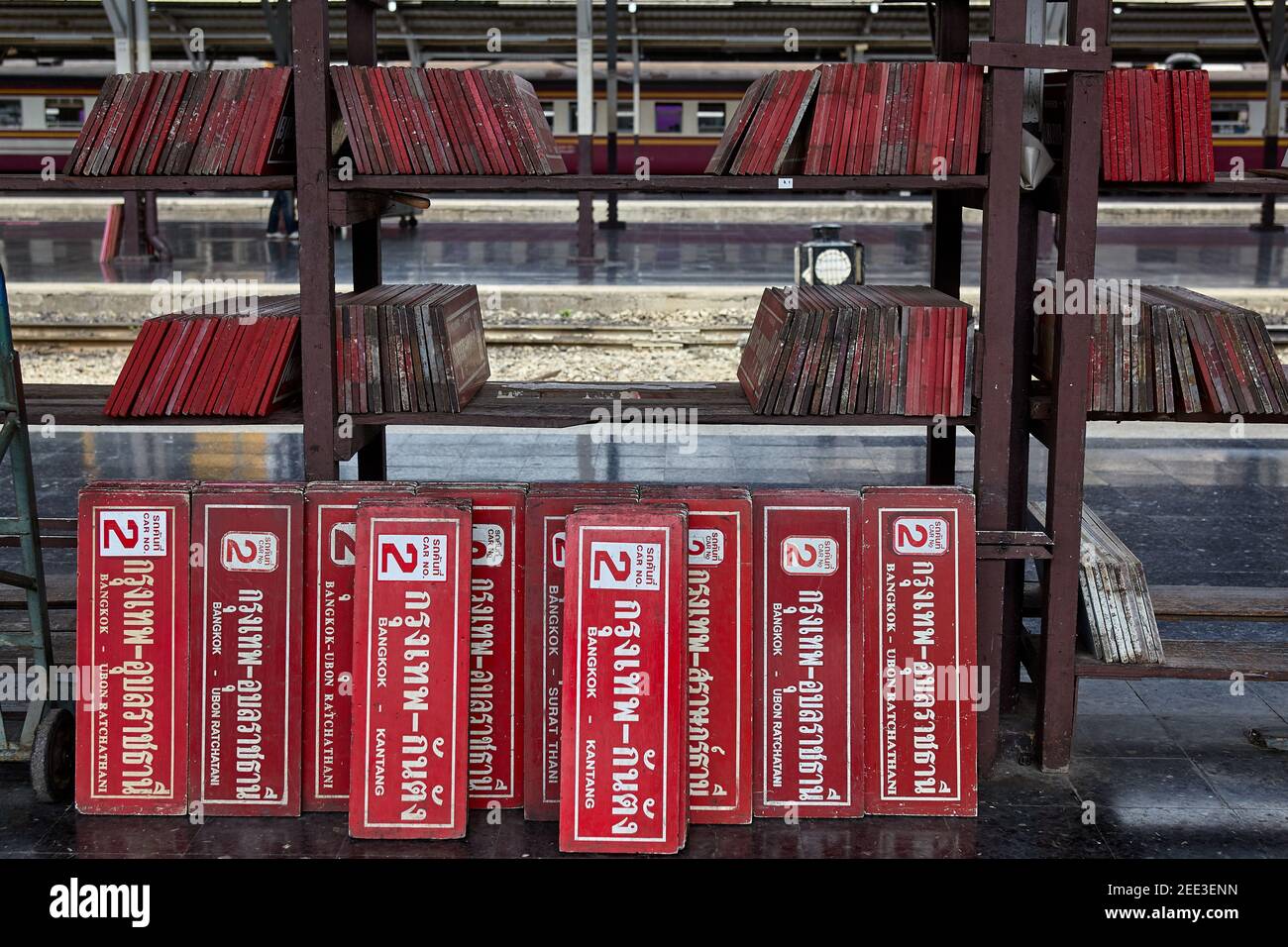 Destination boards are attached to the sides of the carriages to enable ...